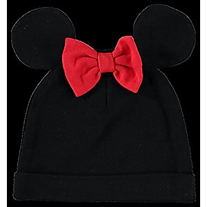 Disney Minnie Mouse Newborn Baby Girls 4 Piece Outfit Set: Bodysuit Pants Bib Hat Red 3-6 Months