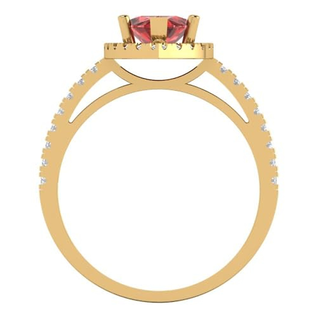 Clara Pucci 2.38 ct Marquise Cut Solitaire Halo Natural Red Garnet Engagement Promise Anniversary Bridal Ring 18K Yellow Gold 8.25