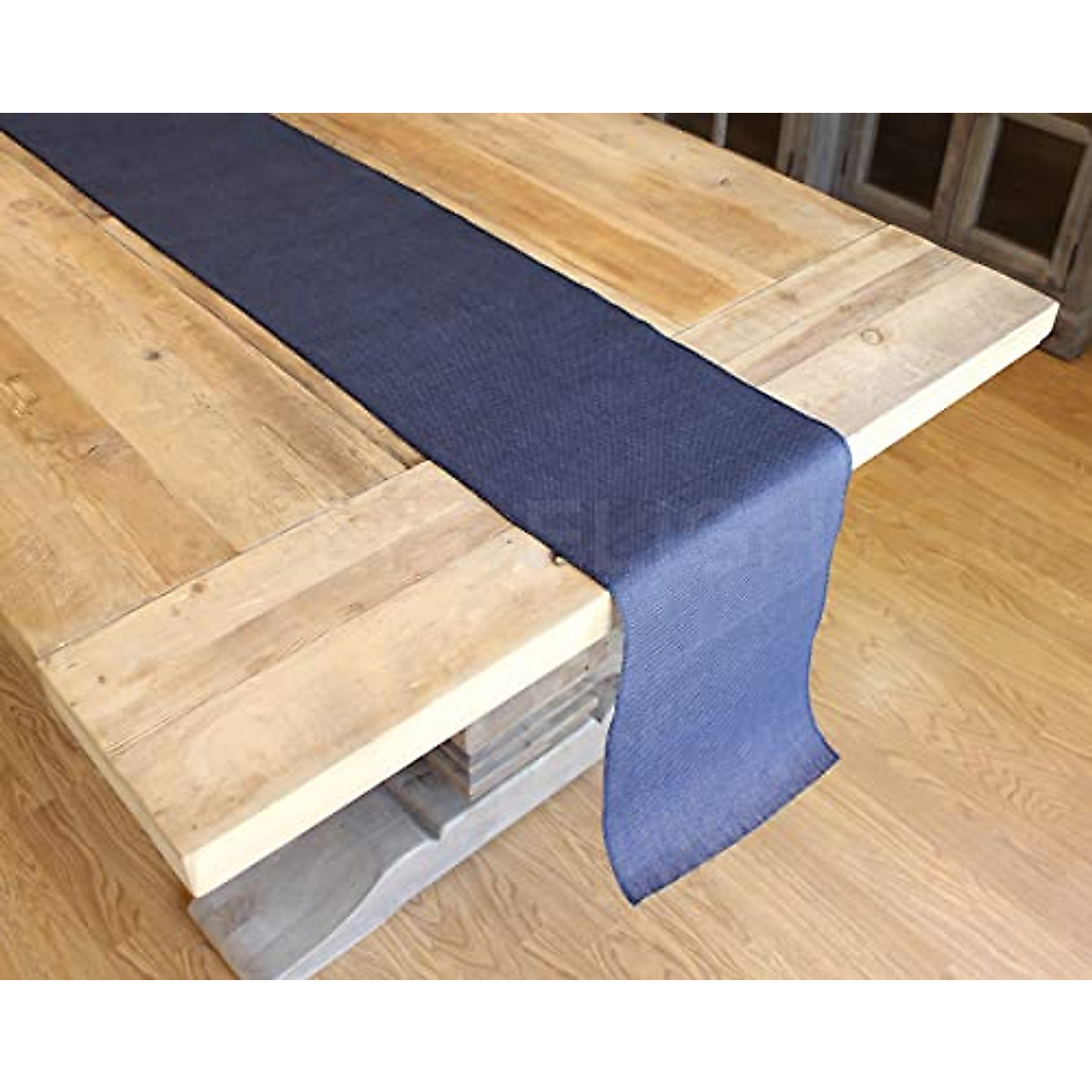 CleverDelights 12" Navy Burlap Roll - Finished Edges - 5 Yards - Jute Burlap Fabric