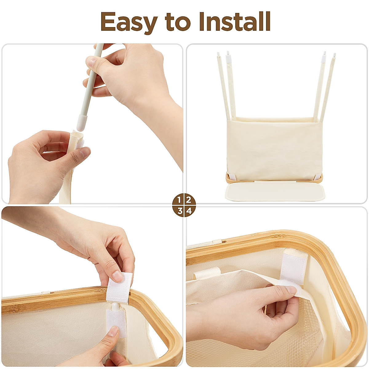 Double Laundry Hamper with Lid and Removable Laundry Bags,145L Large Laundry Hamper 2 Section Collapsible Dirty Clothes Hamper for Laundry Room,College Dorm,Bathroom Beige