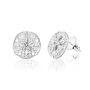 Honolulu Jewelry Company Sterling Silver Sand Dollar Beach Sea Star Stud Earrings