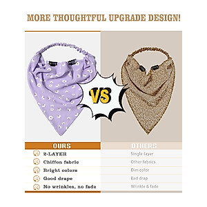 AWAYTR Elastic Hair Scarf Headband - 3 PCS Print Floral Hair Scarves with Hair Clips Kerchief Head Bandanas for Women (White/Beige/Purple)