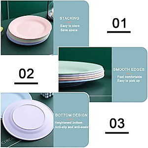 NA 10" 11" Dinner Plates Set of 10, Reusable Wheat Straw Dessert Dishes, Round Pasta Salad Serving Plate, Unbreakable Fiber Dinnerware for Party Steak Pizza (Pink)