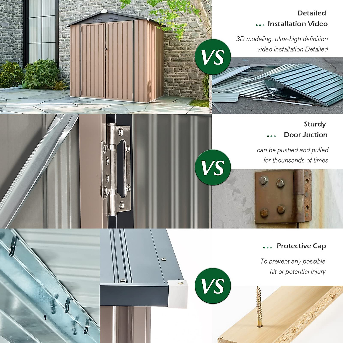 AECOJOY 8' x 10' Metal Storage Shed for Outdoor, Steel Yard Shed with Design of Lockable Doors, Utility and Tool Storage for Garden, Backyard, Patio, Outside use.