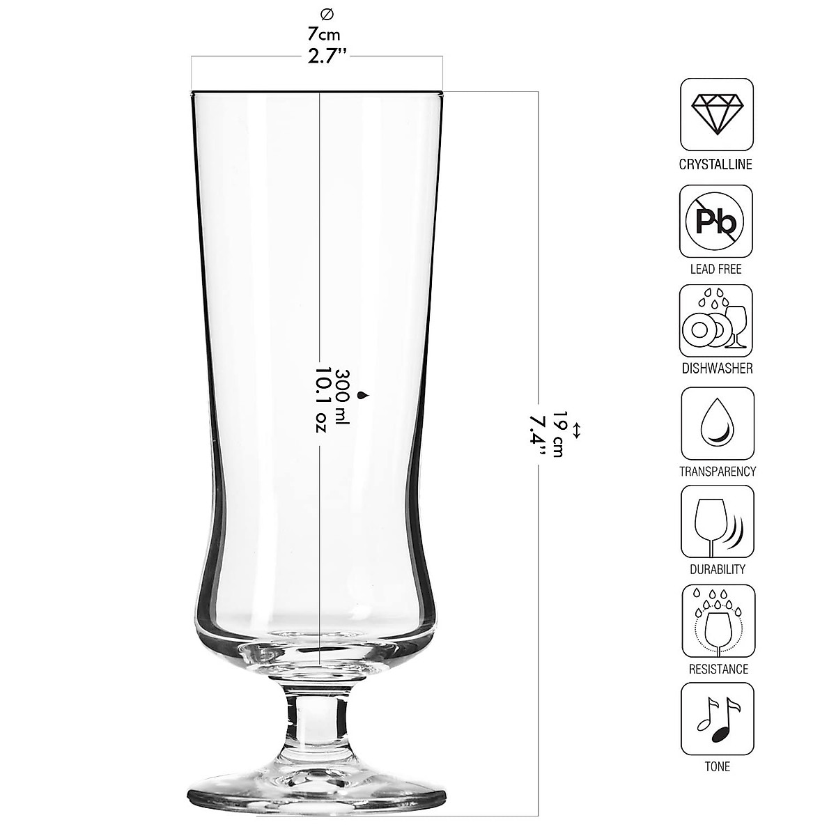 Krosno Pina Colada Cocktail Drinking Glasses | Set of 6 | 10.1 oz | Avant-Garde Collection | Perfect for Home Restaurants and Parties | Dishwasher Safe | Gift Idea | Made in Europe