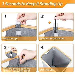 Gallelife Laundry Hamper Tall Laundry Basket 105L with Bamboo Handle Foldable Hamper Extra Large Storage Basket for Clothes Portable Hamper for Bathroom, Bedroom Pack of 2