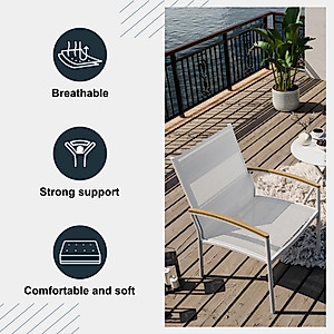 SUNLEI 3-Piece Patio Bistro Sets, Outdoor Black Chairs & Patio Furniture Conversation Set-Two Chairs with Coffee Table (Non-Rocking Chairs/White)
