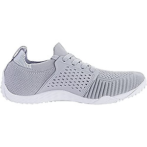 WHITIN Women's Low Zero Drop Shoes Minimalist Barefoot Trail Running Camping Size 7.5-8 Female Wide Toe Box Lightweight Cross Tennis Sneaker Grey 38