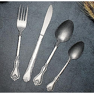Silverware Set for 8 Flatware Cutlery Unique Retro Luxury Stainless Steel Tableware Utensil Set Knives Forks Spoons,Dinnerware Sets for Party Kitchen 40-piece