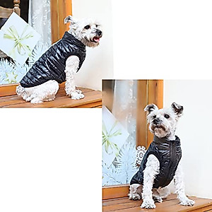 HDKUW Dog Winter Coat with D Ring, Super Light Dogs Warm Coat, Waterproof Jacket Vest Apparel for Small Medium Dogs Black M