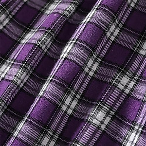 PATPAT Girl's 2 Pieces Plaid Dress Set Outfits Casual High Neck Long Sleeve Crop Top and Preppy Camisole A-Lined Dresses Sets Purple 8-9 Years