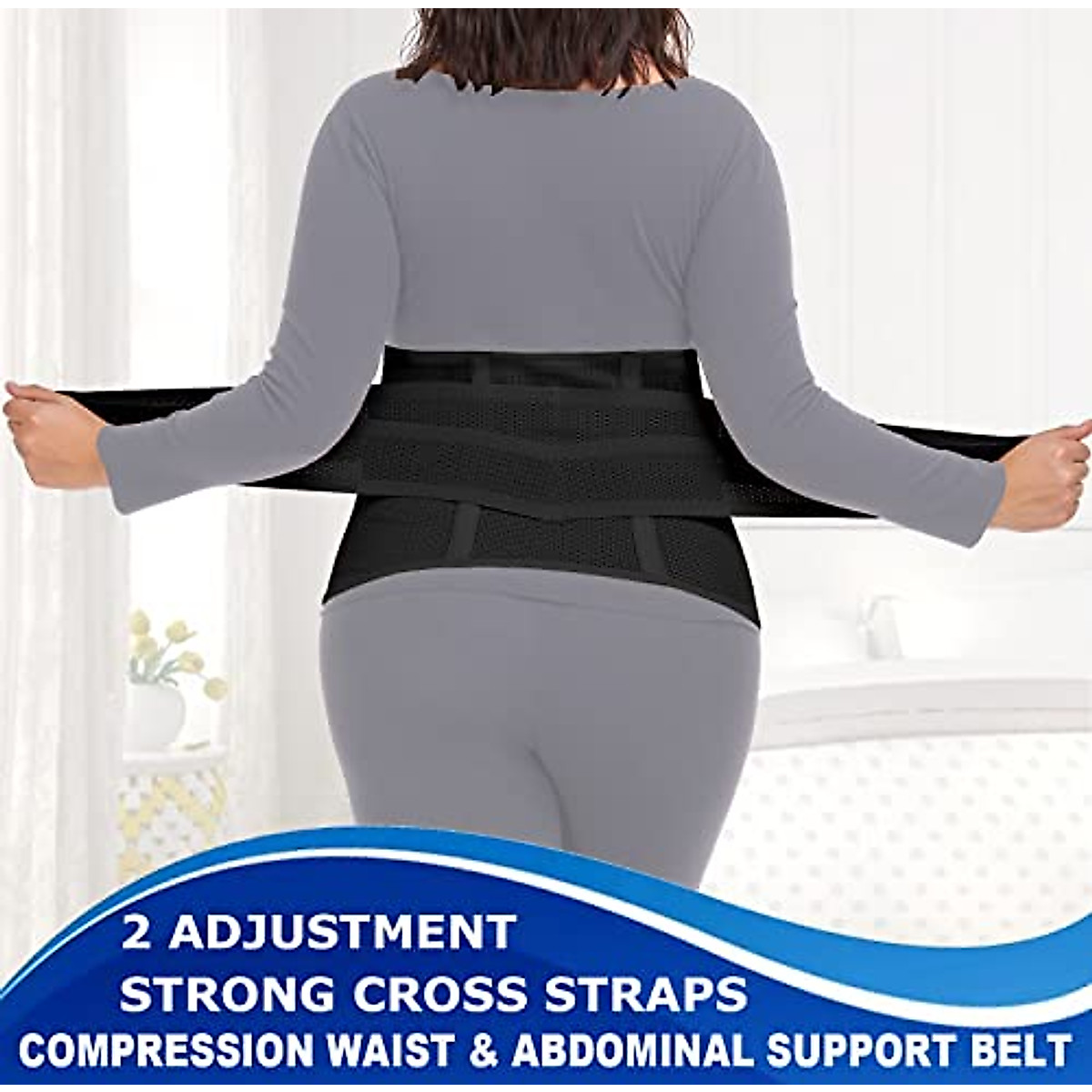 Abdominal Binder Post Surgery for Men and Women, Postpartum Belly Band, Hernia Belt Stomach Compression Wrap for Hernia Surgery, C-Section, Natural Birth, Abdominal Injuries,Black,L