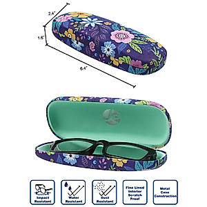 JAVOedge [3 PACK], Floral Pattern Medium Size Hard Eyeglass Storage Case Fits Most Glasses With Micro Cloth - Style C