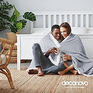 Deconovo Sherpa Bed Blankets for All Season Use - Grey Thick Warm Soft Throw Blanket for Travel, Bed, Couch, Sofa, 50x60 Inches, Grey