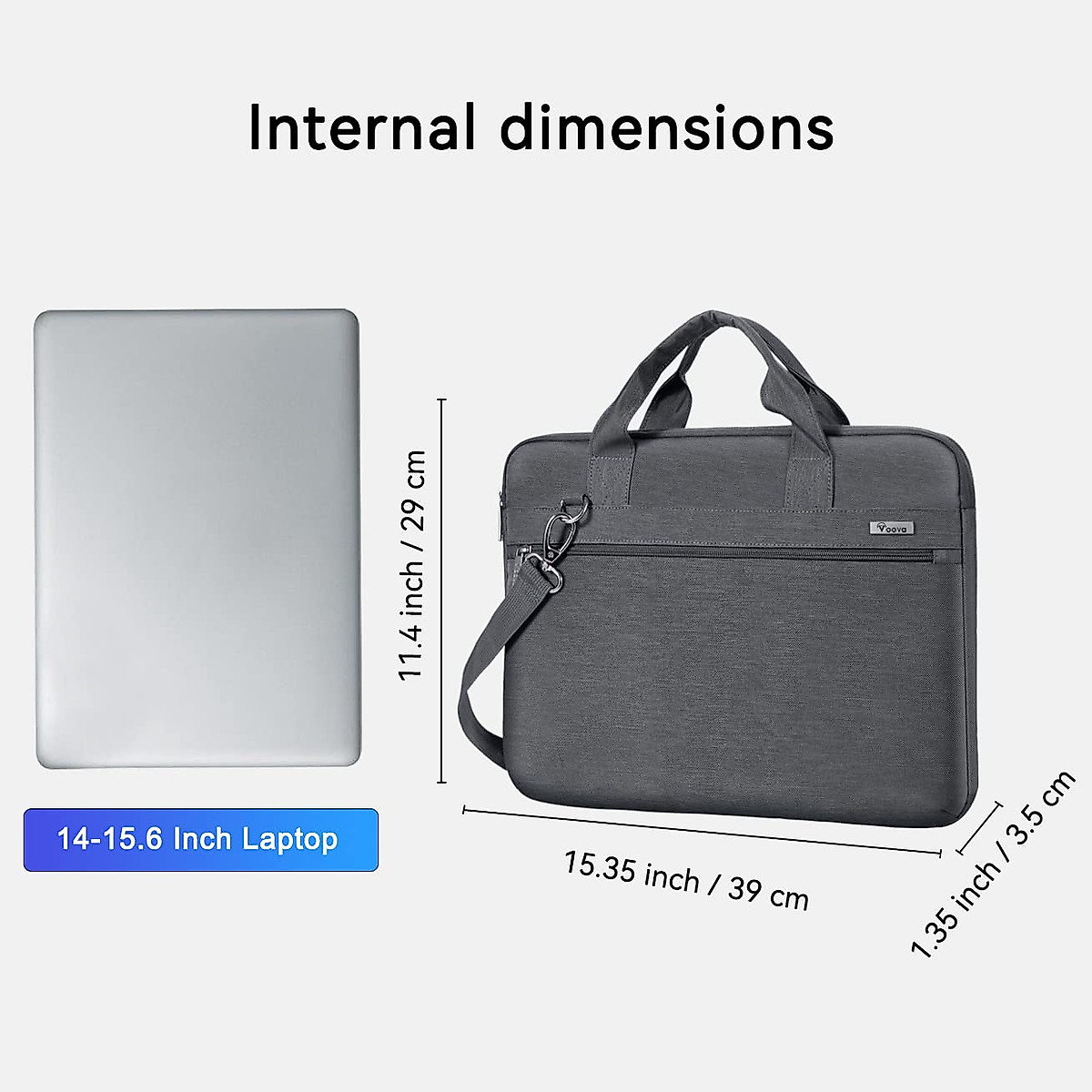 Voova Laptop Bag 15.6 Inch, 360° Protective Laptop Case Sleeve Compatible with MacBook Air 15 M2, MacBook Pro 15/16, 15-16” Lenovo Asus Acer Dell Hp, Waterproof Computer Bag Slim Briefcase, Grey