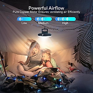 Portable Camping Fan with LED Lantern Womeyork USB Rechargeable Waterproof Tent Fan with Hanging Hook Magnet Survival Kits for Indoor Outdoor Hiking Car Office Desk Outdoor Emergency Power Outage-2 PC