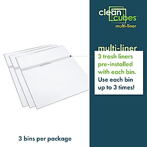 Clean Cubes 13 Gallon Multi-Liner Disposable Trash Cans (3-Pack). Reusable Garbage and Recycling Bins for Parties, Events, and More (White - 18" Tall x 14" Wide 10" Deep)