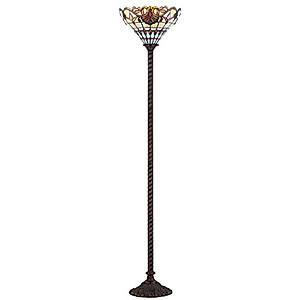 JONATHAN Y JYL8003A Davis Tiffany-Style 70" Torchiere LED Floor Lamp, Tiffany, Traditional, Foot-Step Switch, Office, Living Room, Family Room, Dining Room, Bedroom, Hallway, Foyer, Bronze