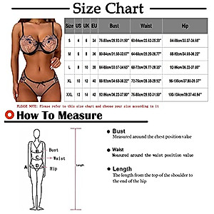 Black Lingerie For Women, Red Lingerie Sec Toys Sexy Langire Women Two Piece Women's Lace Flower Mesh Embroidered Sheer Lingerie Piece Set Sleepwear Hot Lingerie Naughty Lingerie (S, Black)