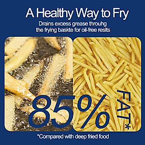 JKM 7-Quart Digital Air Fryer with 9 Cooking Presets, LED Touchscreen, Nonstick Basket & Tray, Black