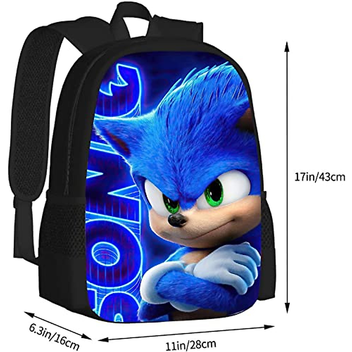 zhiming HedgeHog Cartoon Backpack for School,Teens Bookbag Game Laptop Bags Pack 3D Printed 17 Inch for Gift(so blue 2)