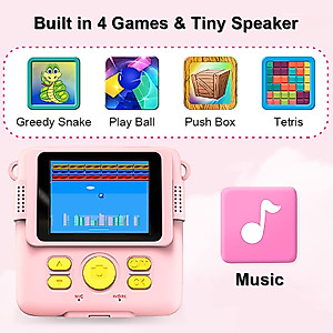 GKTZ Instant Print Camera for Kids - 1080P HD Instant Print Photo - Christmas Birthday Gifts for Age 4 5 6 7 8 9 10 Girls Boys - Portable Toy with 3 Rolls Photo Paper, 5 Color Pens, 32GB Card - Pink