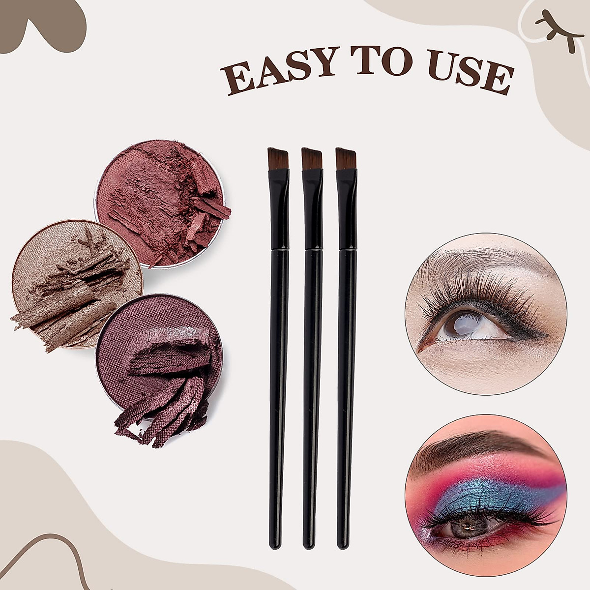 RMISODO 100 Pieces Angled Eyebrow Brushes, Flat Tapered Eyebrow Tint Brush, Soft Cosmetic Blending Brush, Portable Eyeshadow Concealer Brush, Professional Eye Makeup Brush for Women Girls, Black