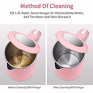 Electric Kettles Stainless Steel for Boiling Water, Double Wall Hot Water Boiler Heater, Cool Touch Electric Teapot, Auto Shut-Off & Boil-Dry Protection, 120V/1200W, 1.8Liter, 2 Year Warranty(Pink)