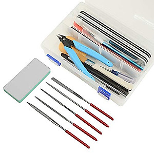 XINGYHENG 28Pcs Modeler Basic Tools Craft Set Compatible with Gundam Model Tools Kit with Plastic Box Hobby Model Assemble Building Repairing and Fixing DIY Craft Kit