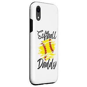 iPhone XR Softball Daddy For Men Family Matching Yellow Softball Daddy Case