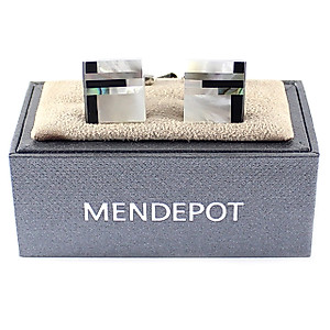 MENDEPOT Classic Genuine Onyx and Mother of Pearl Cufflinks Men Classic Cuff links With Box