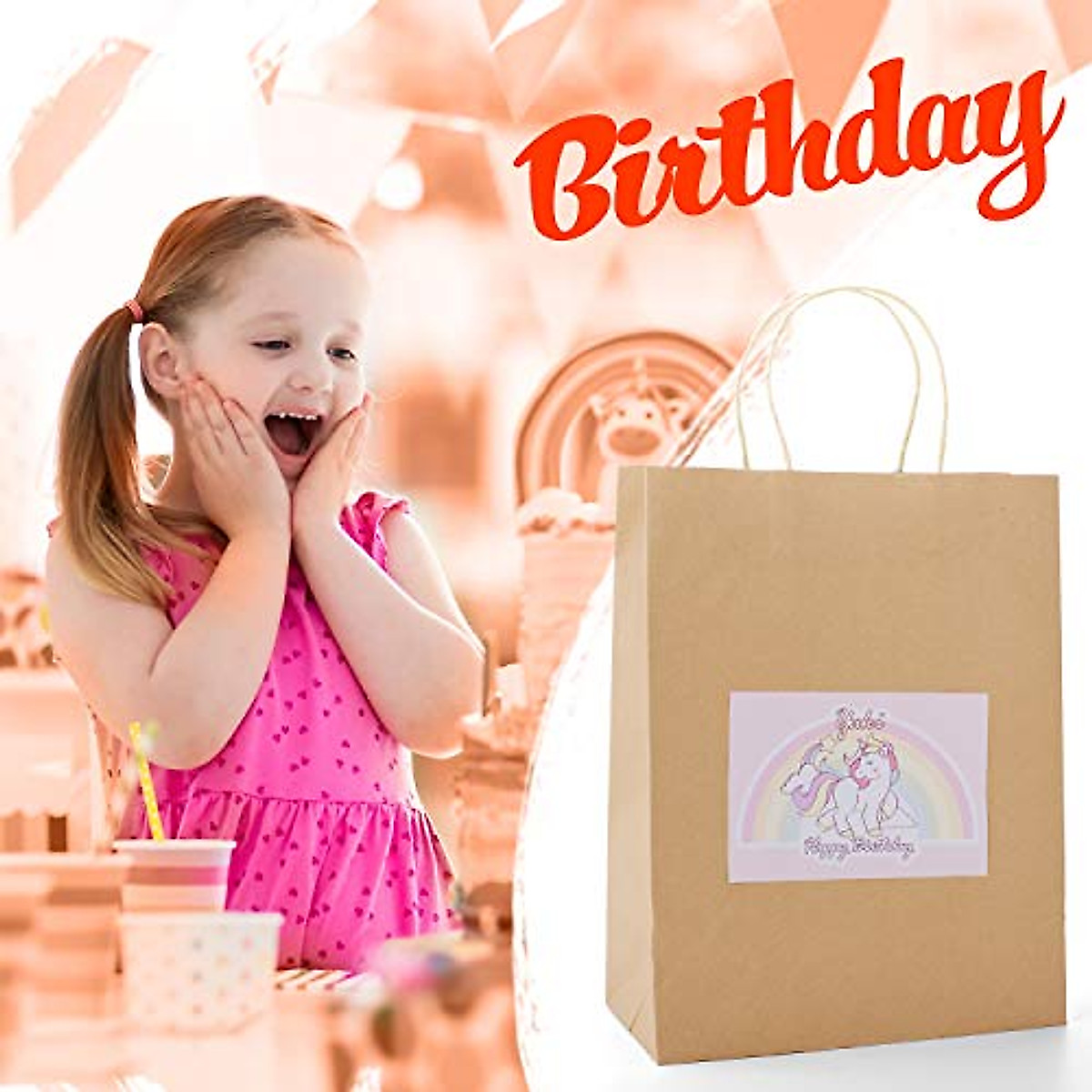 GSSUSA Brown Kraft Paper Gift Bag with Handles, 10x5x13 Bulk Shopping Grocery Paper Bags 100 Pc, Party Favor, Retail, Small Business, Packaging, Christmas, Merchandise, Boutique, Wedding, Baby Shower