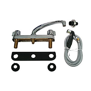 Highcraft 393I6 Kitchen Faucet Two Handle with Interchangeable Gerber Style, with Polished Durable Solid Brass Body Compressed Valve Pop Up Lead-Free Construction Chrome Plated Finish