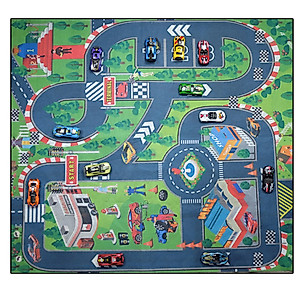 Road Playmat Toy,Kids Carpet Playmat,Great for Playing with Cars and Toys,Children Educational Road Traffic Play Mat- Learn and Have Fun Safely