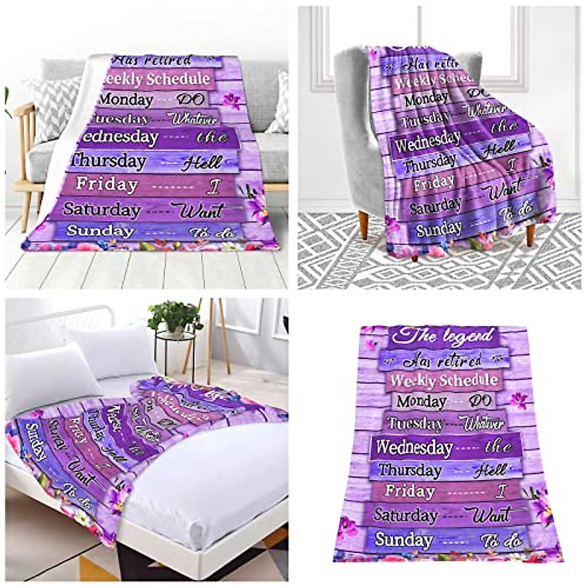 YRAQLVU Happy Retirement Gifts for Women Flannel Throw Blanket to Grandma Mom Warm Travel Blanket for Couch Lightweight Blankets 60&quot;x 50&quot;