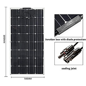 100W Flexible Solar Panel High Efficiency Monocrystalline Portable Solar Panel Outdoor Emergency Charging Rechargeable Power for Home Camping Boat