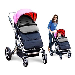 Kidsidol Baby Sleeping Bag Universal Bunting Bag Stroller Footmuff Cover 3-in-1 Baby Stroller Blanket Waterproof Windproof Stroller Annex Mat Keep Warm and Detachable (Grey)