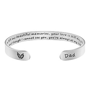 JoycuFF In Memory Of Gifts for Loss of Dad Father Memorial Jewelry Sympathy Bracelet Secret Message Engraved Grief Bereavement Gifts for Women