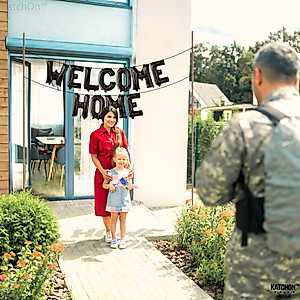 KatchOn Black Welcome Home Balloons - 16 Inch | Welcome Home Banner for House Warming Decoration Party | Family Gathering Banner