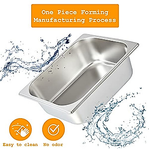 ERFEI Hotel Pans 1/2 Half Size Steam Table Pan 4-Pack Set for Commercial Restaurant Stainless Steel Food Pans Buffet Party Supplies