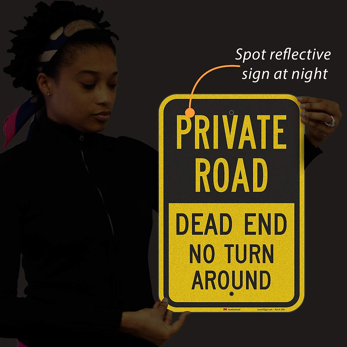 SmartSign Private Road Sign, Dead End Sign, Private Driveway Sign, 12 x 18 Inches 3M Engineer Grade Reflective Aluminum