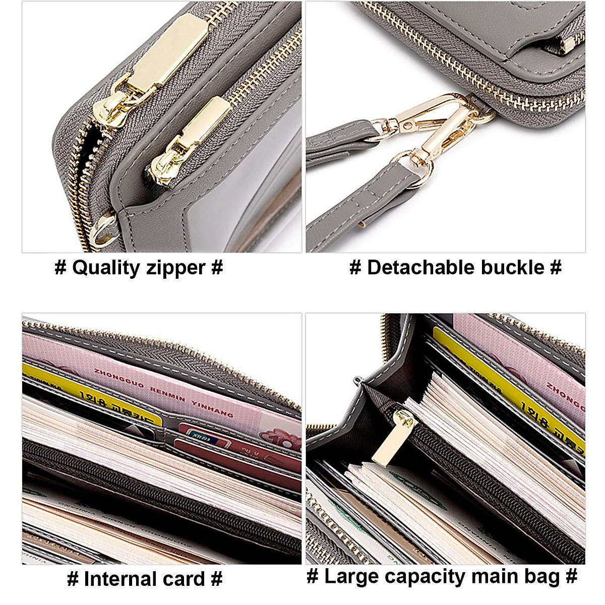 Formva Touch Screen Crossbody Phone Bag, Mini Shoulder Handbags RFID Blocking Wallet Cellphone Purse with Strap and Credit Card Slots (Black)