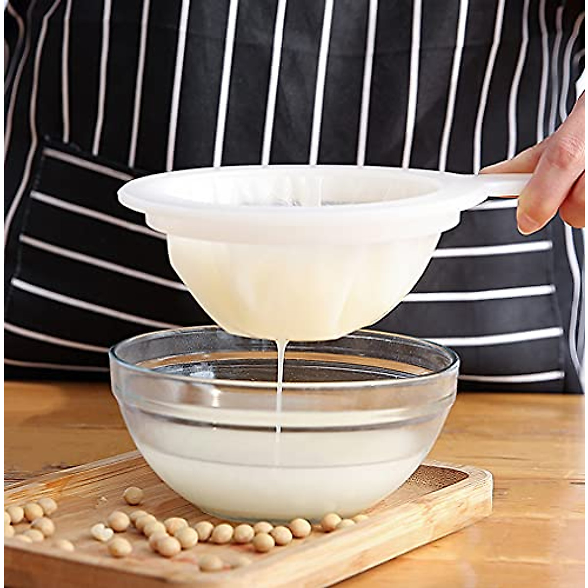 Haosens 6 Pack - 200 Mesh Fine Strainer & Nut Milk Bags, Reusable Food Grade BPA-Free Ultra Strong Nylon Nutmilk, Juices, Cold Brew, Tea Coffee, Juice Soy, 9.4x2.6 inch