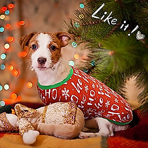 6 Pieces Christmas Dog Clothes Pet Shirts Breathable Puppy Vest Printed Christmas Snowman Reindeer Santa Claus Dog Shirts for Soft Outfit Dogs and Cats (L(8.8lbs-11.1lbs))