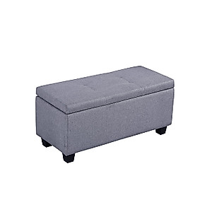 Large Storage Ottoman Bench Set, 3 in 1 Combination Ottoman, Bedroom Bench with Hidden Storage, Tufted Ottoman Linen Bench - Support 250lbs, for Living Room, Entryway, Hallway, TV Entertainment, Grey