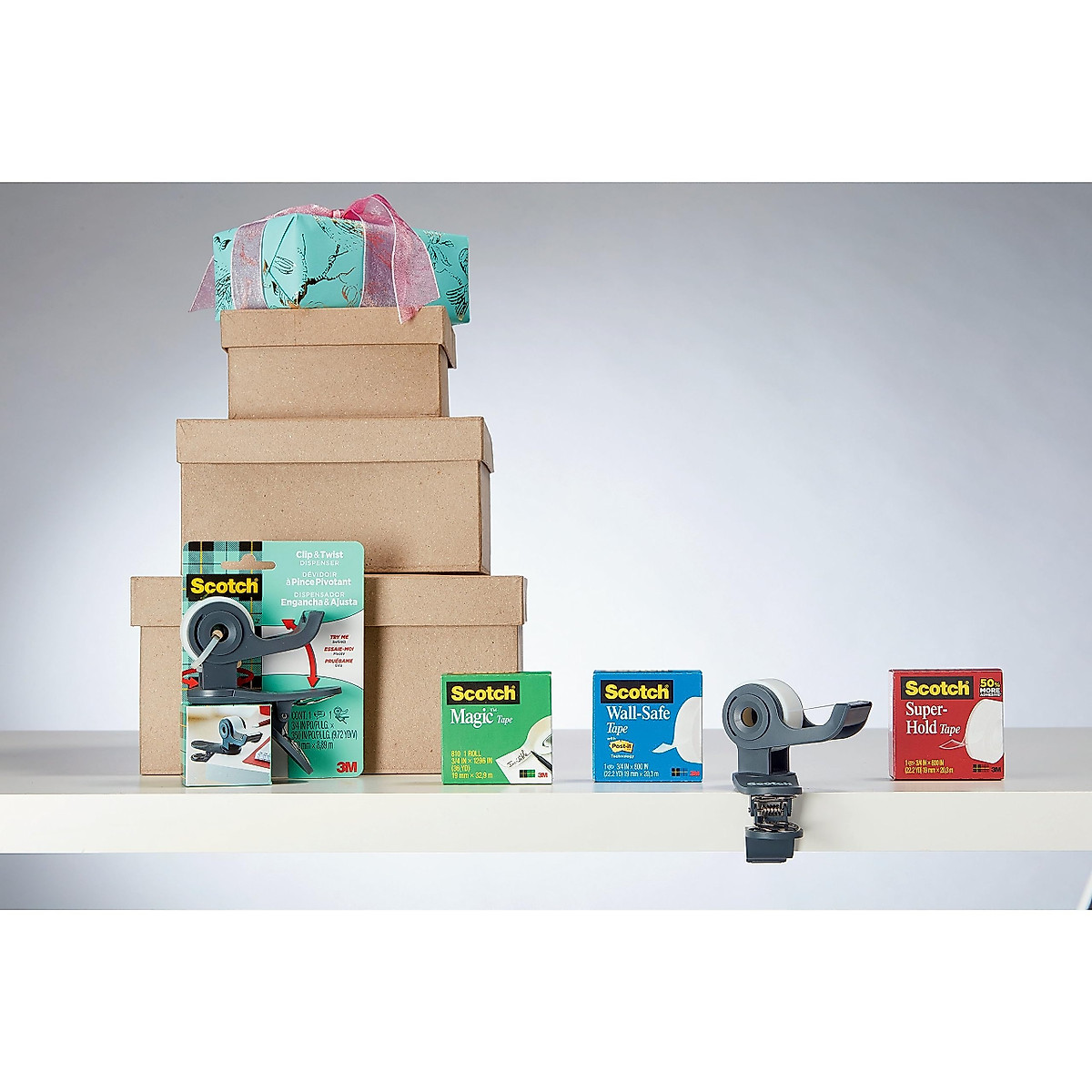 Scotch Desktop Tape Dispenser, Great for Gift Wrapping, 1 Dispenser (C19-CLIP-CCW)