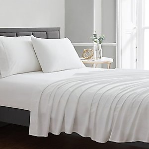 BLUECLANS Twin Size Sheet Set White 1000 Thread Count Egyptian Cotton Sheets 4 Pc Bed Sheet Set 17” Deep Pocket Cooling Sheets Luxury Bedding Sateen Weave Flat, Fitted Sheet, 2 Pillow Cases