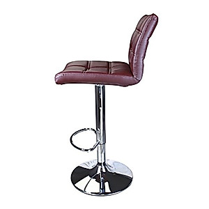 Contemporary Bar Stools Hight Adjustable Seat Hydraulic 360 Degree Swivel Sturdy Steel Frame Quadrate cushion Seat Dining Chair Bar Pub Stool Home Office Furniture - Set of 4 Brown #1935brw