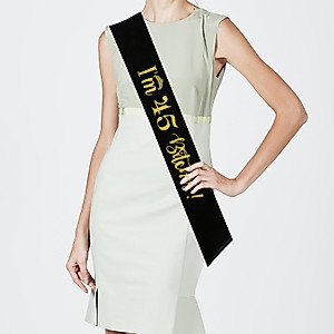 I'm 45 Bitches Sash, Black Sash with Gold Foil 45th Birthday Decorations,45th Birthday Gifts for Women,Funny Birthday Party Favors Supplies