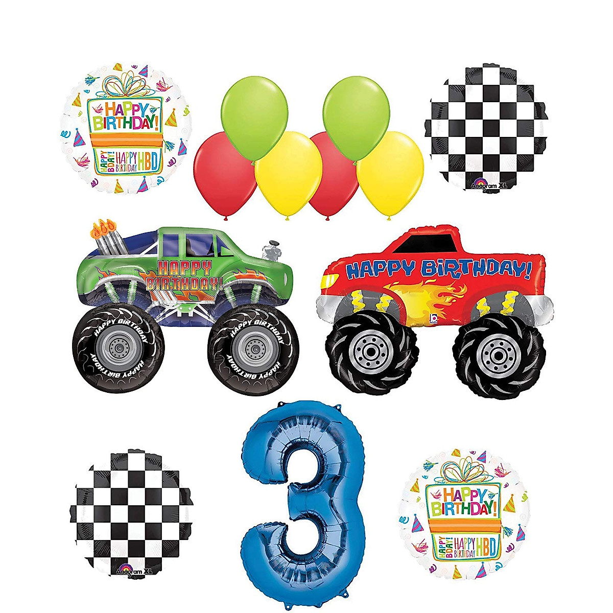 Monster Truck Party Supplies 3rd Birthday Balloon Bouquet Decorations
